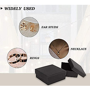 dedoot Kraft Jewelry Boxes, Pack of 30 Square Cardboard Jewelry Gift Box 2.8x2.8x1.2 Inch Small Necklace Ring Earring Kraft Box for Jewelry Set with Velvet Cushion, Black