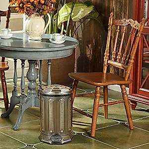 AS Metal Trash Can with Lid Silent Pedal Trash Bin Antique Garbage Can,Luxury Dustbin for Home Office Living Room,kitchen-10L/2.6gal (Color : Copper Color)