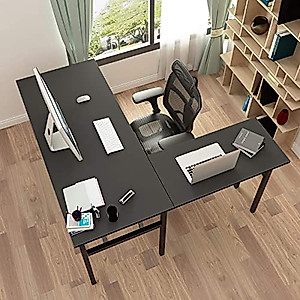 L Shaped Desk, Folding Computer Tables,55"x 55"Computer Corner Desk, Home Gaming Desk, Office Writing Workstation, Space-Saving, Easy to Assemble,Black