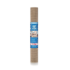 Con-Tact Brand Grip-N-Stick Durable Self-Adhesive Non-Slip Shelf and Drawer Liner, 18" x 4', Taupe, 6 Rolls