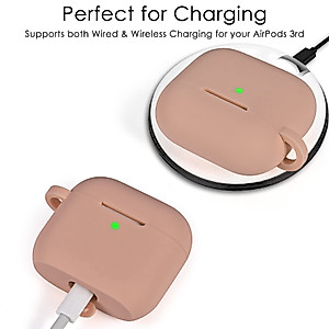 Case for Airpods 3 - VISOOM Airpods 3rd Generation Cases Cover Women 2022 Silicone for iPod 3 Earbuds Wireless Charging Case with Accessorie Girl Bling Keychain for Apple Airpod Gen 3(Milk Tea)