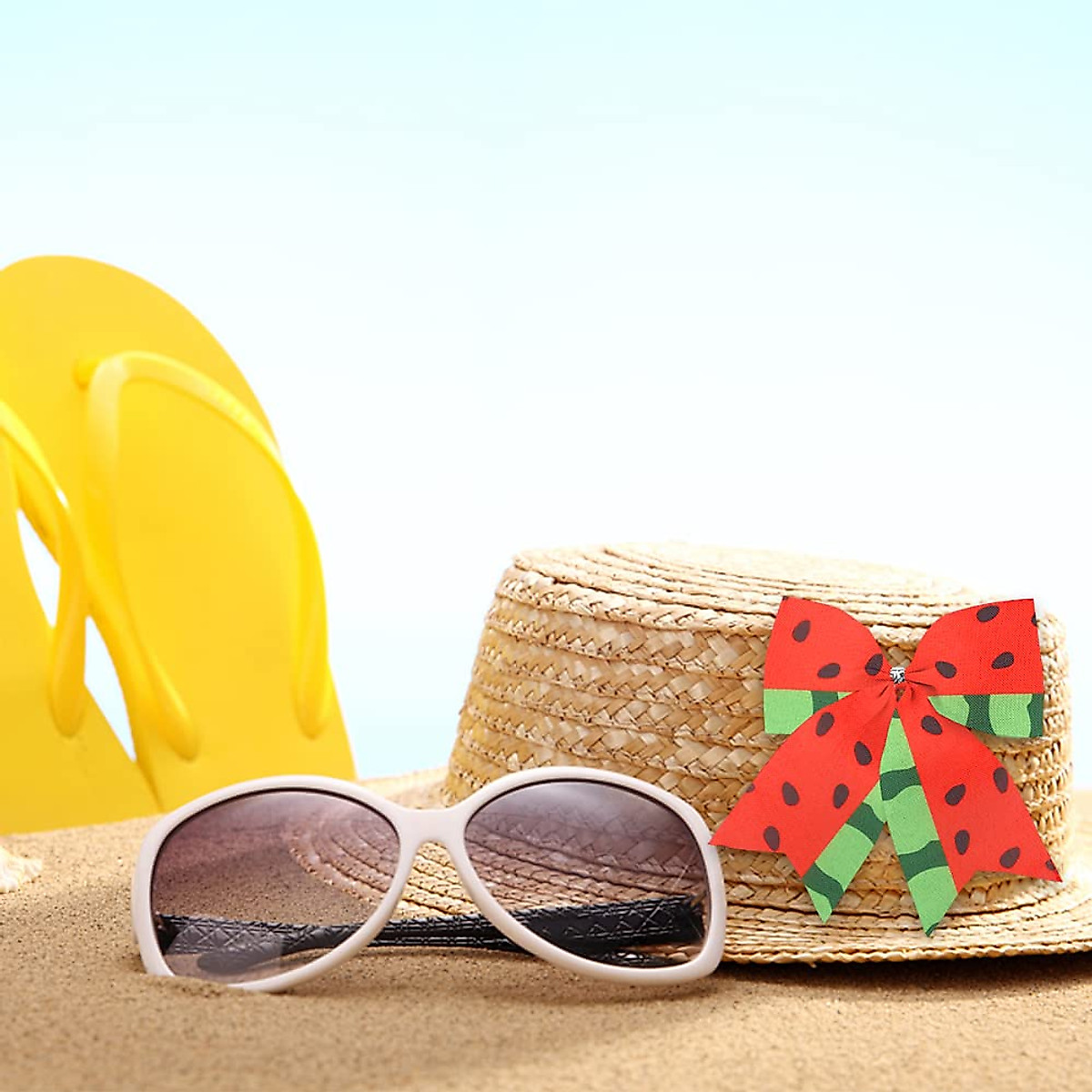 Hying 2 Rolls Summer Watermelon Ribbons Wired for Wreath Bows Wrapping Gifts, Fruit Watermelon Green Plaid Ribbon for Gift Wrapping Birthday Party Decoration Crafts 2.5" X 10 Yards Wired Edge Ribbon