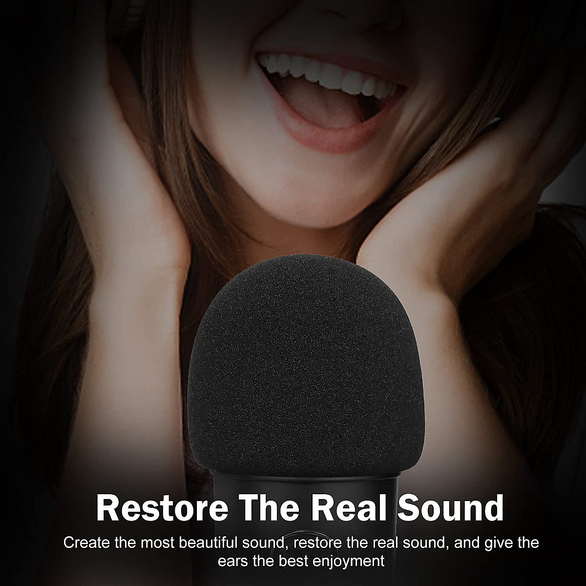 Foam Microphone Windscreen for Blue Yeti - Professional Pop Filter for 2.5 Inch Diameter Microphones Sponge Mic Cover 2Pcs