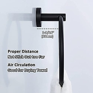 Angle Simple Double Towel Hook Matte Black Bundle with Swivel Towel Ring, Modern Bathroom Accessories