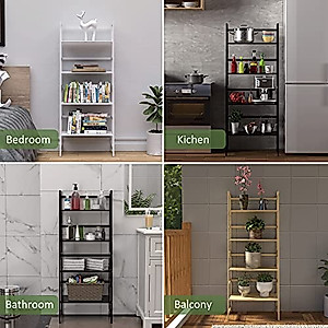 WTZ Bookshelf Book Shelf, Bookcase Storage Shelves Book case, Ladder Shelf for Bedroom, Living Room, Office MC-801(Black)