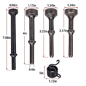 Smoothing Air Hammer Bits Set, 5Pcs Smoothing Air Hammer Tool Kit Air Hammer Accessories Extended Length Pneumatic Chisel Bits with Spring, by ZMCYNG