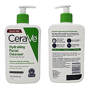 CeraVe Daily Skincare Facial Bundle - Hydrating Facial Cleanser (16 oz), Foaming Facial Cleanser (16 oz), AM Facial Moisturizing Lotion with Sunscreen (3 oz), and PM Facial Moisturizing Lotion (3 oz)