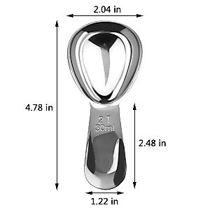 Coffee Scoop 18/8 Stainless Steel Coffee Measuring Spoon 2 Tablespoon Coffee Scoop Short Handle Measuring Spoon for Ground Coffee Tea Sugar Flour 2 Tbsp Coffee Scoop Exact Measuring Spoon (30ml)