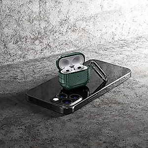 CUZOW Compatible with AirPods 3rd Generation Case, Full Body Rugged Hard PC Protective Cover with Wireless Charging, Durable Case with Keychain LED Visible for AirPods 3 Case(2021), Green