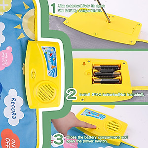 Fivegoes Piano Mat for Toddlers 1-3, 44" X 20" Double Keyboard Music Floor Dance Mat 20 Keys with 8 Instrument Sounds, Learning Educational Toys Gifts for Baby Infant 6-12 12-18 Months Boys and Girls