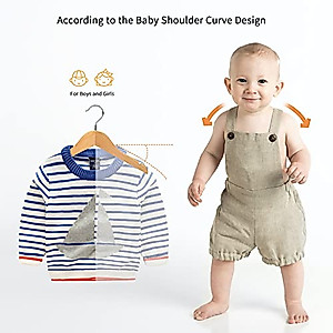 Nature Smile Kids Baby Children Toddler Wooden Shirt Coat Hangers with Notches and Anti-Rust Chrome Hook Pack of 10 (Natural)
