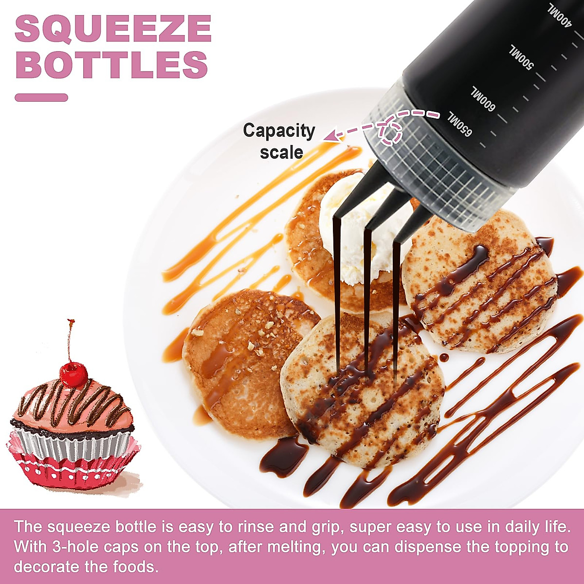 Saladulce Electric Cheese Sauce Warmer Hot Fudge Warmer Dispenser Nacho Cheese Dispenser Warmer Jam Heat Preservation Machine with 22OZ Bottles, 86~185℉ 110V