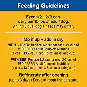 PEDIGREE CHOPPED GROUND DINNER Adult Canned Soft Wet Dog Food Variety Pack, with Chicken and with Beef, 13.2 oz. Cans 12 Pack