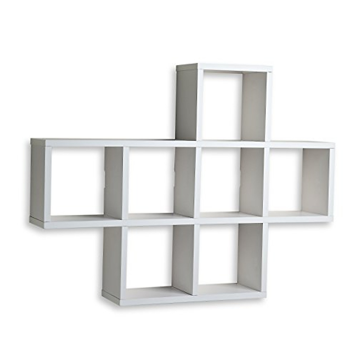 Danya B. Decorative Cubby Shelf – Wall Mount or Free Standing - Square Cubbies Shelving Unit (White)