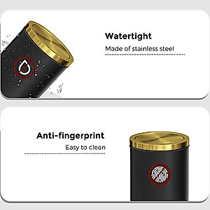 LEASYLIFE Bathroom Garbage can with lid, Trash Can with Flipping Lid, 4gallon,Garbage cans for Kitchen，Living Room. Metallic Gold (Black)