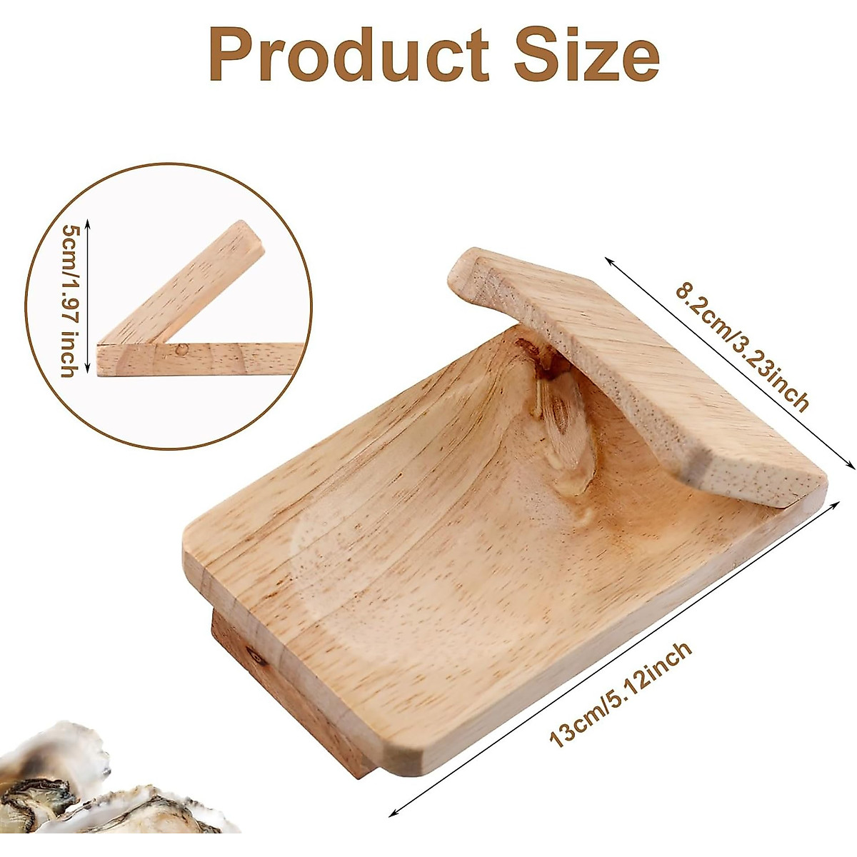 Xyeyo Oyster Shucking Clamp Shucker Tool Wood Oyster Holder Opener Shucking Block Wooden Seafood Shucking Clip for Kitchen Home Outdoor Barbecue Camping (1PCS), 3.14*5.1inch