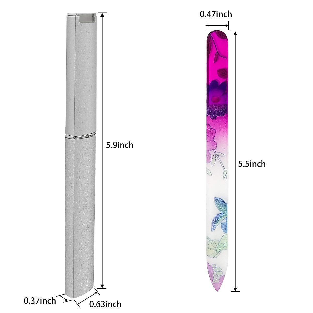 5 Pack Glass Nail Files with Case Crystal Glass Fingernail Files Double Sided Glass Nail File Mixed Color Manicure Set for Gentle Nail Care for Women Girls Christmas