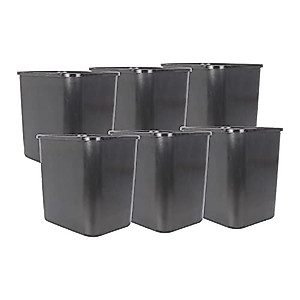 3 gal Plastic Open Top Kitchen Trash Can, Black, 6-Pack