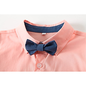 Kimocat Baby Boys Clothes Sets Long Sleeve and Pants Gentleman Outfit Suits (Pink, 3-6 Months)