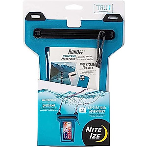 Nite Ize Runoff Waterproof Phone Pouch with Lanyard and TRU Zipper, IP67 Universal Waterproof Case for iPhone 11/11 Pro Max/Xs Max/XR/X/8/8P Galaxy, Blue