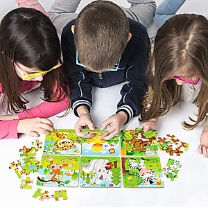 SYNARRY 48 Pieces Solar System Puzzles for Kids Ages 3-5, Planet Wooden Jigsaw Puzzles for Kids, Rocket Space Floor Puzzles with Storage Tray, Educational Learning Toys Gift Game for Boys Girls