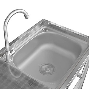Stainless Steel Sink, Kitchen With Bracket, Simple Washing Basin Countertop, Integrated Vegetable Basin Sink, Household/Commercial (Size : A)