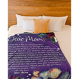 Personalized to My Mom Blanket from Daughter Son Elephant Cuddle Kid with Florals Thank You for The Gifts Custom Name Gifts for Mother Fleece Sherpa Blanket for Birthday Christmas Xmas