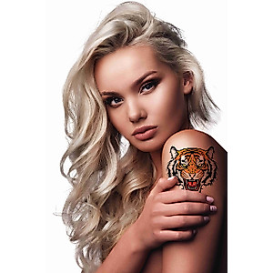 Dopetattoo 6 Sheets Temporary Tattoos Tiger Fake tattoos Neck Arm Chest for Women Men Adults