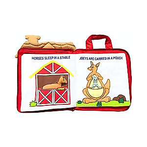 Pockets of Learning Personalized Right at Home Quiet Book Animal Learning Activity Busy Book for Toddlers and Children | Educational and Engaging Soft Fabric Travel Toy Companion