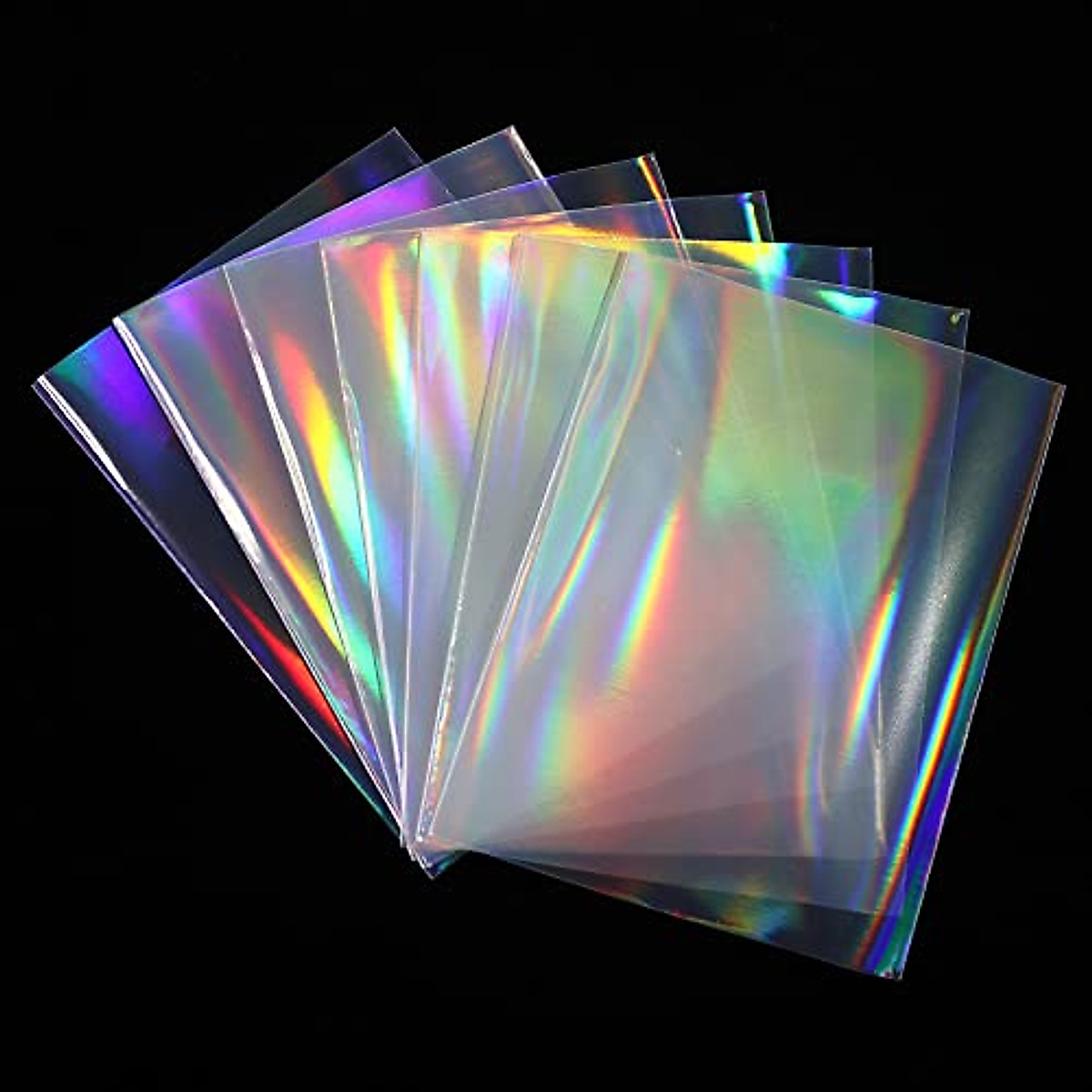Black Lotus 100CT Double Side Foil Gemstone Rainbow Laser Flashing Card Sleeves Trading Cards Shield Magic Card Protector Holographic Flashing Protective Idol Cover (Rainbow 65x90mm)