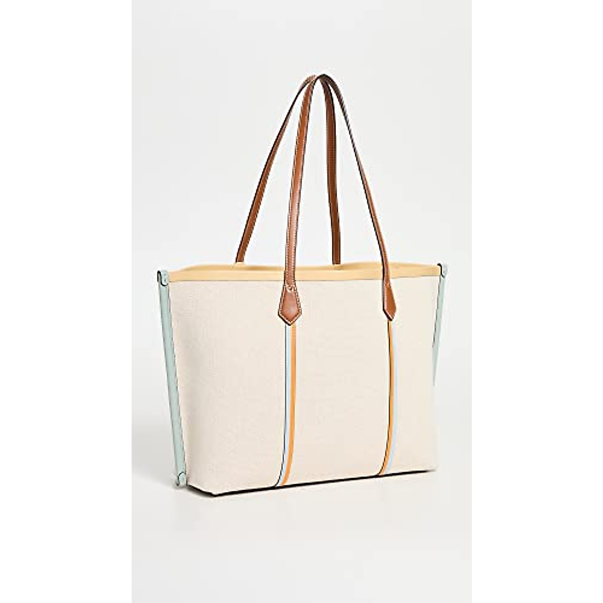 Tory Burch Women's Perry Canvas Triple Compartment Tote, Natural, Off White, One Size
