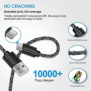 Type C Charger Fast Charger for Samsung Galaxy S23 S22 S21 S20 A53 A13 A12 A32 A52 A51,LG Stylo 6 5,Moto G Pure/G Power/G Stylus/G Play,Quick Charge 3.0 Car Charger Wall Adapter +3FT 6FT USB C Cable