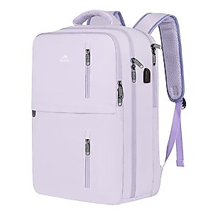 MATEIN Travel Backpacks for Women, Flight Approved 17 Inch Carry on Luggage Backpack with USB Charge Port, 40L Laptop Daypack Business College Overnight Weekender Bag, Light Purple