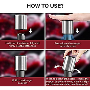 Wine Stopper, [𝐊𝐞𝐞𝐩𝐢𝐧𝐠 𝐅𝐫𝐞𝐬𝐡] Vakoo Vacuum Leakproof Wine Bottle Stopper, Reusable Wine Sealer, Wine Corks Keeps Fresh, Gifts for Wine Lovers for Christmas Anniversary
