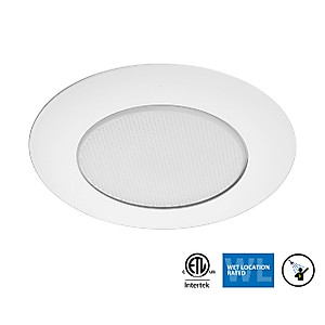 NICOR Lighting 6 inch White Recessed Shower Trim with Albalite Lens (17505)