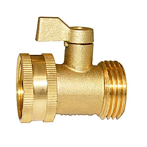 HQMPC Heavy Duty Brass Shut Off Valve Brass Water Hose Valve Hose On/Off Valve Garden Hose Connector 4Pcs