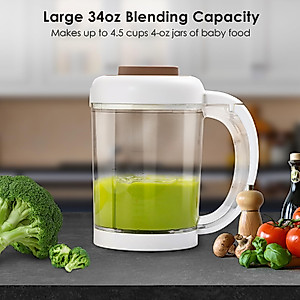 Gemdom Large 4.5 Cup Baby Food Maker, 4-1 Steamer and Blender Food Processor for Homemade Organic Puree Smoothie Mash, Sterilize and Warm Function, 6 Pack Reusable Food Pouches, Baby Essentials