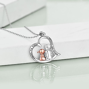 CRMAD Sister Gifts from Brother for Sister Sterling Silver Brother and Sister Necklace Jewelry for Birthday Christmas Gifts (sister necklace)