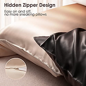 100% Pure Mulberry Silk Pillowcase for Hair and Skin with Hidden Zipper - 22 Momme Premium 6A Grade, 600 Thread Count, Silk Pillow Cases Standard Size 20"x26" (Dark Green, 1pc, with Gift Box)