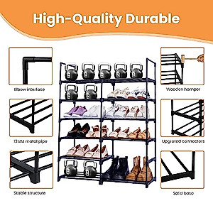 6 Tier Shoe Rack Storage Organizer, 20-22 Pairs Metal Shoe Rack for Entryway, Shoe Stand Free Standing Shoe Rack for Closet, Space Saving Shoe Organizer Shoe Storage for Living Room Bedroom Hallway