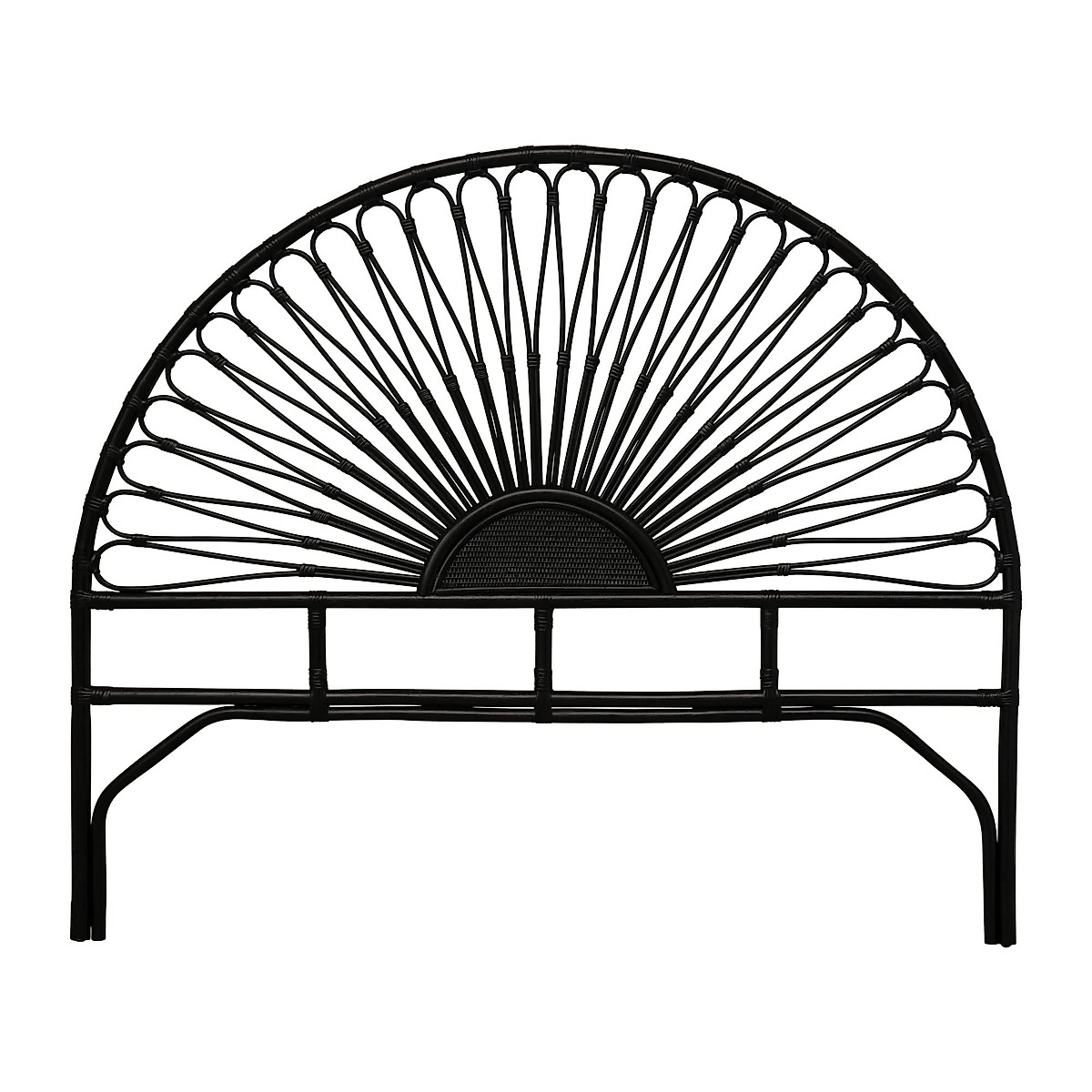 Creative Co-Op Black Rattan Queen Size Headboard