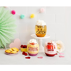 Silver Buffalo Friends You're My Lobster Teardrop Stemless Wine Glass | Holds 20 Ounces