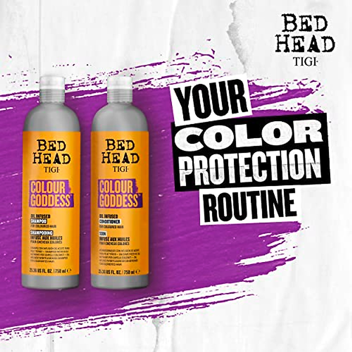 Bed Head by TIGI Shampoo & Conditioner For Colored Hair Colour Goddess With Sweet Almond & Coconut Oils 2 x 25.36 fl oz