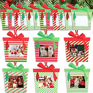 Irenare 24 Pcs Felt Christmas Photo Ornament Photo Frames with Bow Christmas Hanging Picture Frame Tree Decoration for DIY Christmas Tree Stockings Holiday Presents(Classic Style)