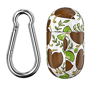 Hard Case Compatible with AirPods Pro 2 | AirPods Pro | AirPods 3 gen 2 1 Design Tropical Exotic Hook Cover Portable Protective Cute with Keychain Earpods Shockproof Kiwi Bird Plastic Fruits