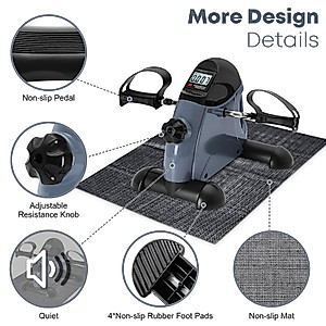 Under Desk Bike Pedal Exerciser, AGM Mini Exercise Bike Foot Cycle Arm & Leg Peddler Exerciser Machine with LCD Screen Displays (Gray)