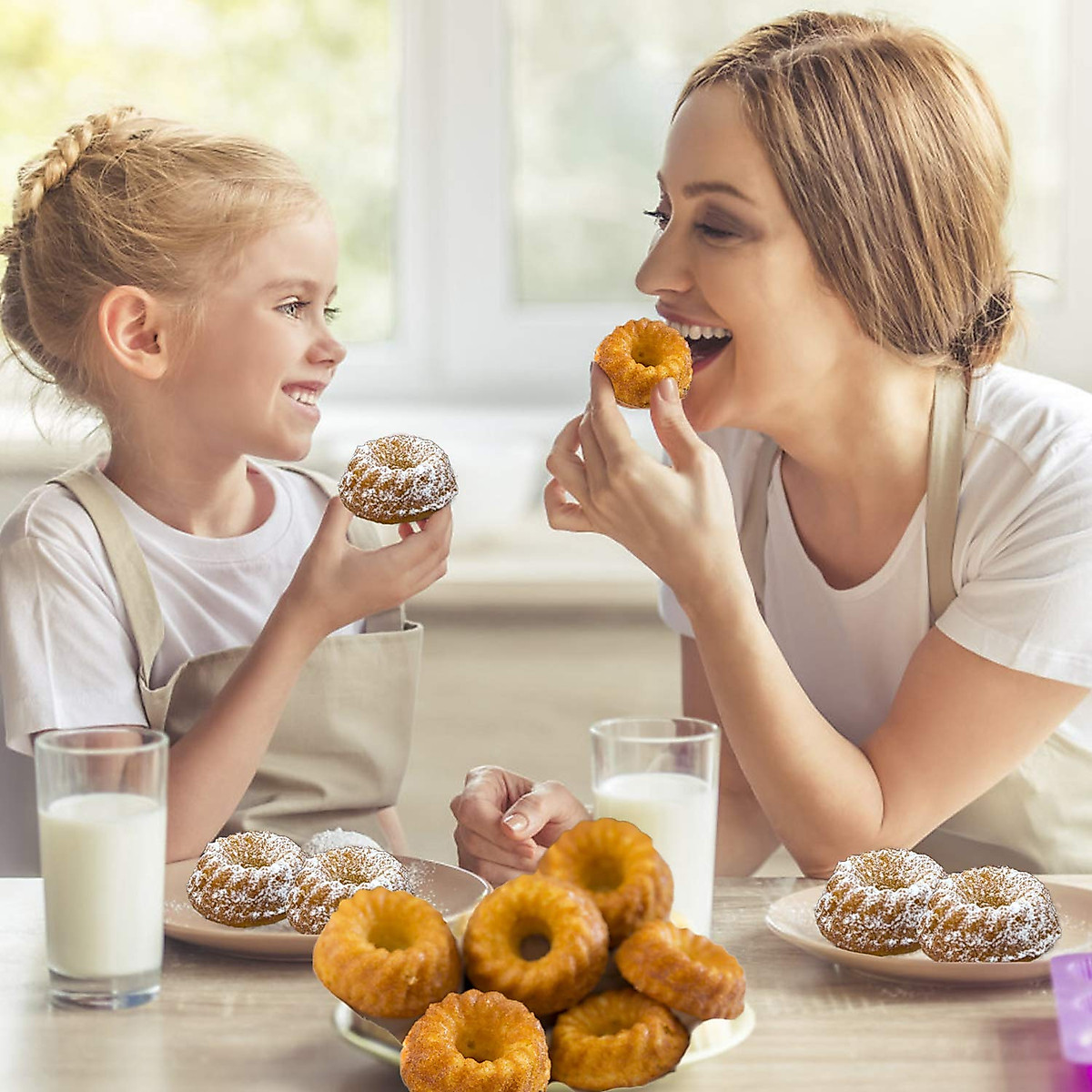 Mity rain Mini Cake Pan - Silicone Fluted Tube Cake Pans European Grade Non Stick Fancy Molds for jello, Cupcake, Doughnut Donut, Cornbread, Brownie (Set of 3)