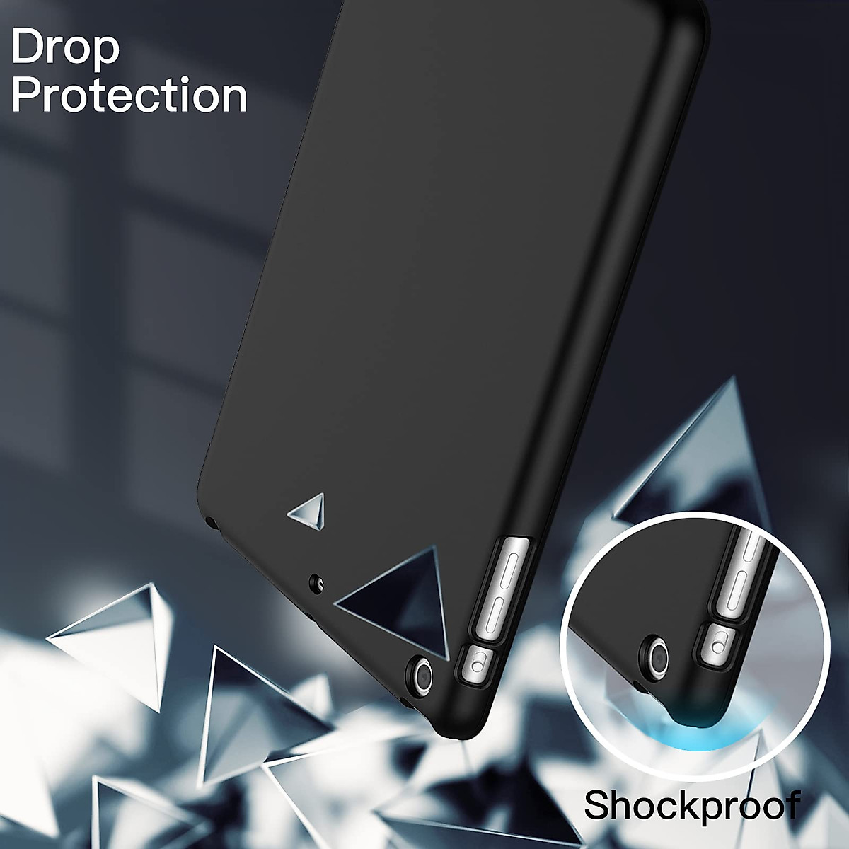 JETech Case for iPad Mini 1/2/3, Protective Hard Back Shell Soft-Touch Tablet Stand Cover, Auto Wake/Sleep (Black)