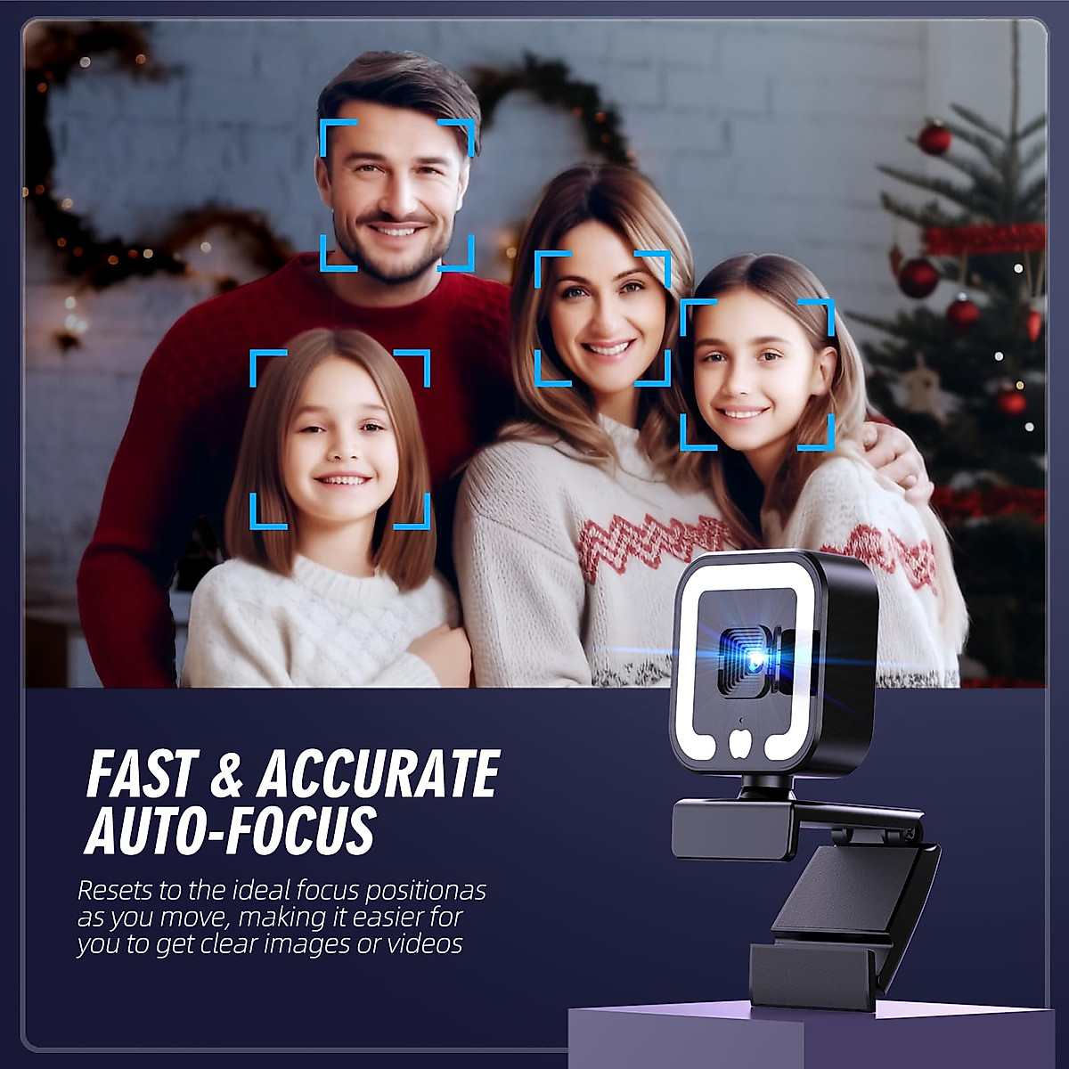 Hemisol 4K Webcam, Web Camera with Microphone and Fill Light, HD Autofocus Computer Camera with Privacy Cover and Tripod Stand Streaming Webcam,Plug&Play USB Wbcam for Pc Laptop Desktop Video Calling