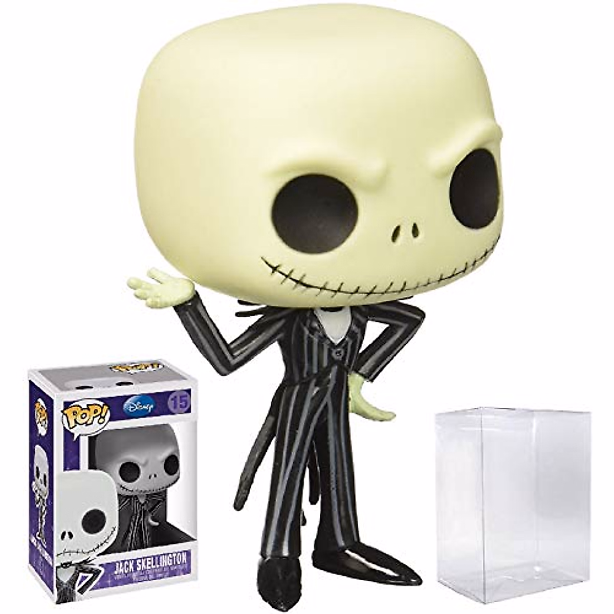 Funko POP Disney: The Nightmare Before Christmas - Jack Skellington Pop! Vinyl Figure (Bundled with Compatible Pop Box Protector Case), Multicolor, 3.75 inches